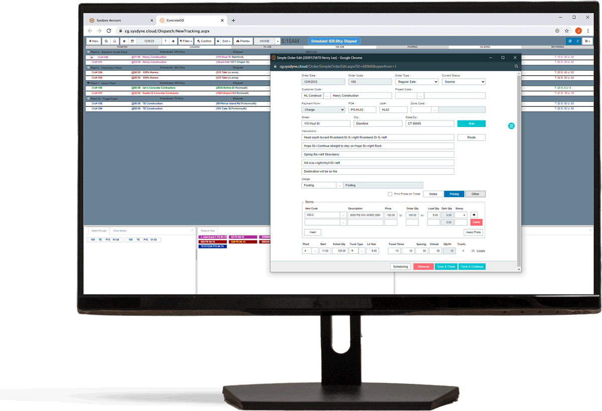ConcreteGO Concrete Dispatch Software | Sysdyne Technologies